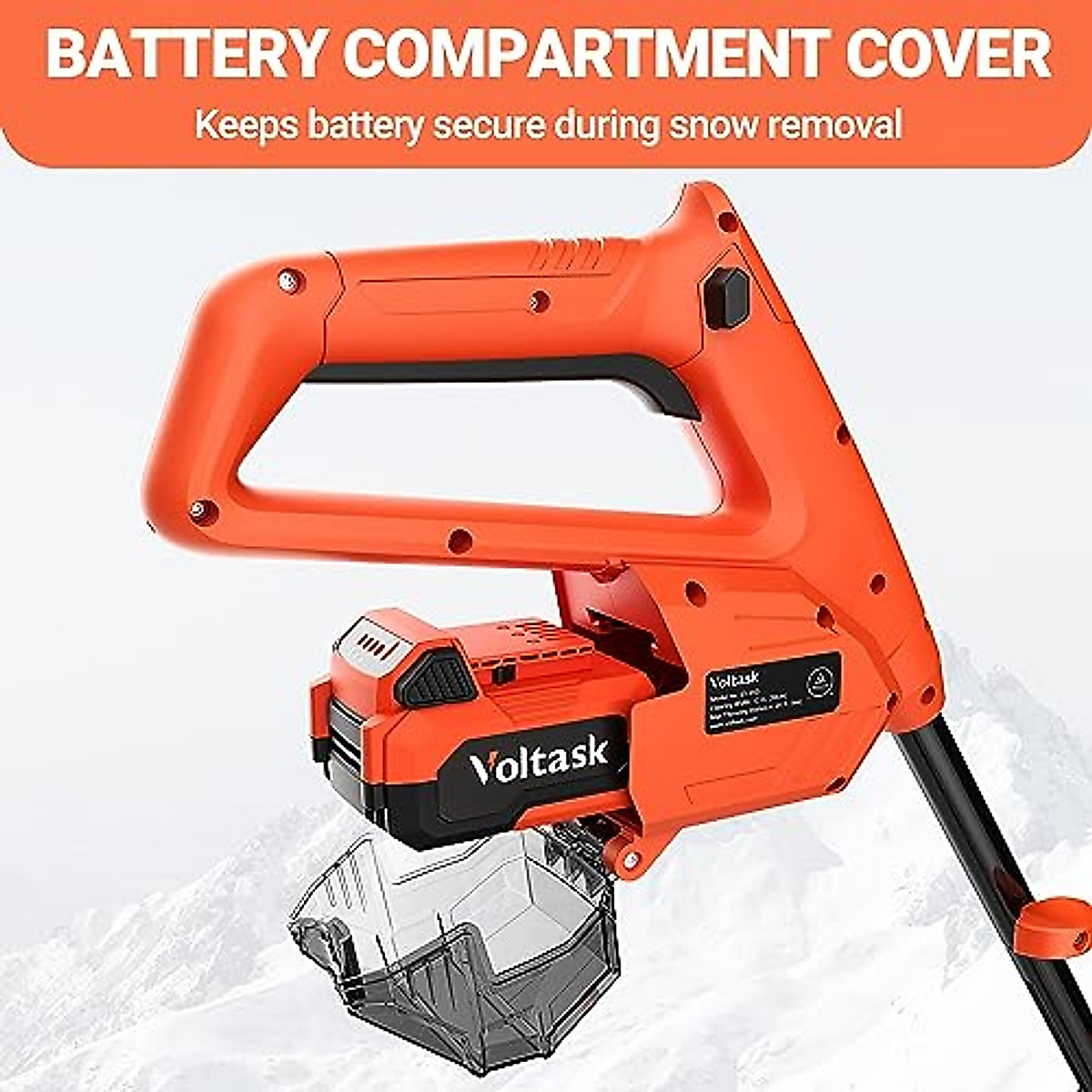 VOLTASK Cordless Snow Shovel, 20V | 12-Inch | 4-Ah Cordless Snow Blower, Battery Snow Blower with Battery Compartment Cover & Adjustable Front Handle (4-Ah Battery & Quick Charger Included), SS-20D