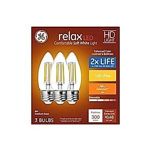 GE Relax 3-Pack 40 W Equivalent Dimmable Soft White B LED Light Fixture Light Bulbs 42287
