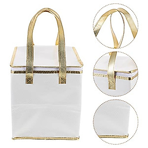 Luxshiny Insulated Grocery Bag Pizza Delivery Bag, Insulated Carrier Bags White Delivery Bags Grocery Bags for Pizza Food Dinner (26x30cm) Grocery Tote Bags