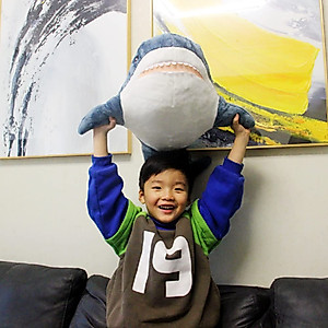 Ryttir 31 Inch XL Giant Shark Stuffed Animals,Chubbier Shark Pillow Soft Shark Plush Shark Body Pillow Stuffed Shark Décor, Perfect Chrismas Stress Relief Gifts for Kids Women