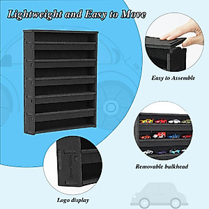 KISLANE Assemblable Kids Display Case Compatible with Toy Cars, Display Case Fit for Toy Cars Case & Matchbox Cars, Wall-Mounted Storage Organizer Case (Black)