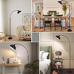 gernehop Arc Floor Lamps for Living Room,Modern Tall Standing Lamp,Black Floor Lamp with Adjustable Hanging Dome Shade,Over Couch Mid Century Arched Reading Lamp for Bedroom,Office