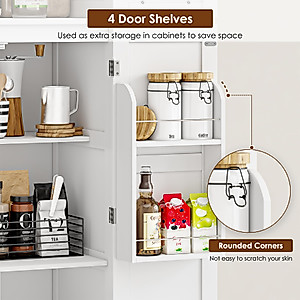 BOTLOG Tall Kitchen Pantry, 67-Inch High Freestanding Tall Cupboard Storage Cabinet with Glass Doors and Shelves, Modern Food Pantry Cabinet Cupboard White for Kitchen, Dining Room, Home bar