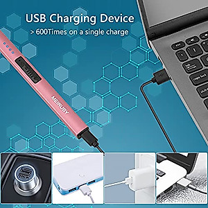 MEIRUBY Lighter Electric Lighter Candle Lighter Camping Lighter Rechargeable Lighter Lighter with Replace Case for Outdoors Family Use (Rose Gold)