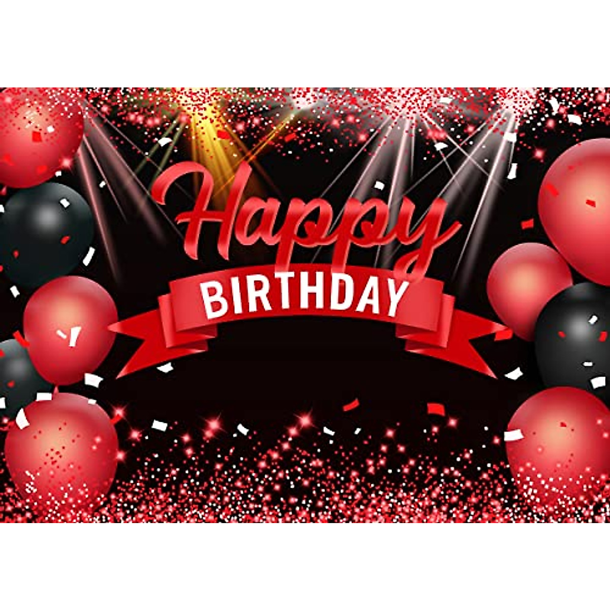 AIIKES 7X5FT Happy Birthday Backdrop Red Glitter Balloons for Girls Women Photography Backdrop Birthday Party Decorations Backdrop Photo Studio Props 12-410
