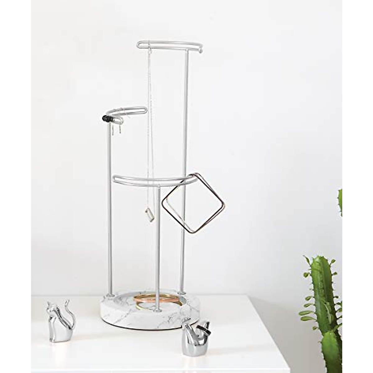 Umbra 299471-491 Tesora 3-Tier Jewelry Stand, Earring Holder, Accessory Organizer and Display, White/Nickel