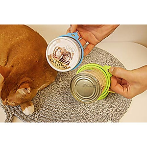 Comtim Pet Food Can Lids, Silicone Can Lids Covers for Dog and Cat Food, Universal Size Fits All Standard Size Dog and Cat Can Tops (3 Pack & Spoon, Multi-Colored)