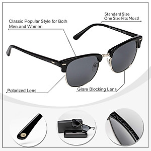 Lounge Williams Earl Polarized Designer Inspired Vintage Sunglasses (Black)