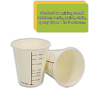 50 3oz Coated Paper Graduated Cups for Mixing Paint, Stain, Epoxy, Resin by NetSellsIt; Disposable, Recyleable, from Renewable Resource Bamboo, Wax Coated