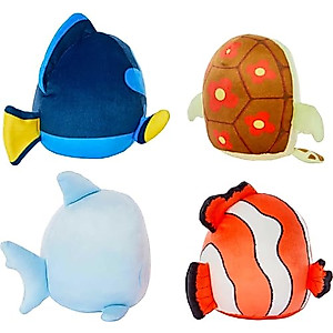 Mattel Disney100 Finding Nemo Cuutopia Plush Toys 4-Pack, Collectible Set of Soft 5-Inch Pillow Dolls Inspired by Fan-Favorites Nemo, Dory, Squirt & Bruce