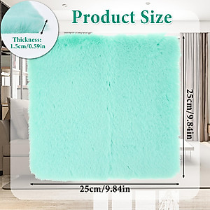 10 Inches Faux Fur Seat Cushion Mini Rug Fluffy Soft Rug Cushion Small Square Faux Fur Rug Photography Props Background Nail Mat Fluffy Chair Pad for Living Room Sofa Bedroom Floor(Lake Blue)