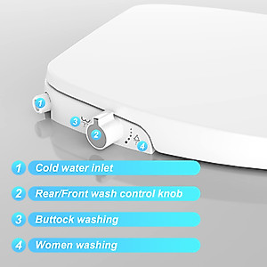Bidet Toilet Seat, Premium Non-Electric Elongated Bidet Toilet Seats with Dual Nozzle, Easy to Install and Use, Perfect for Personal Hygiene and Comfort(Fits Elongated Toilets, White)