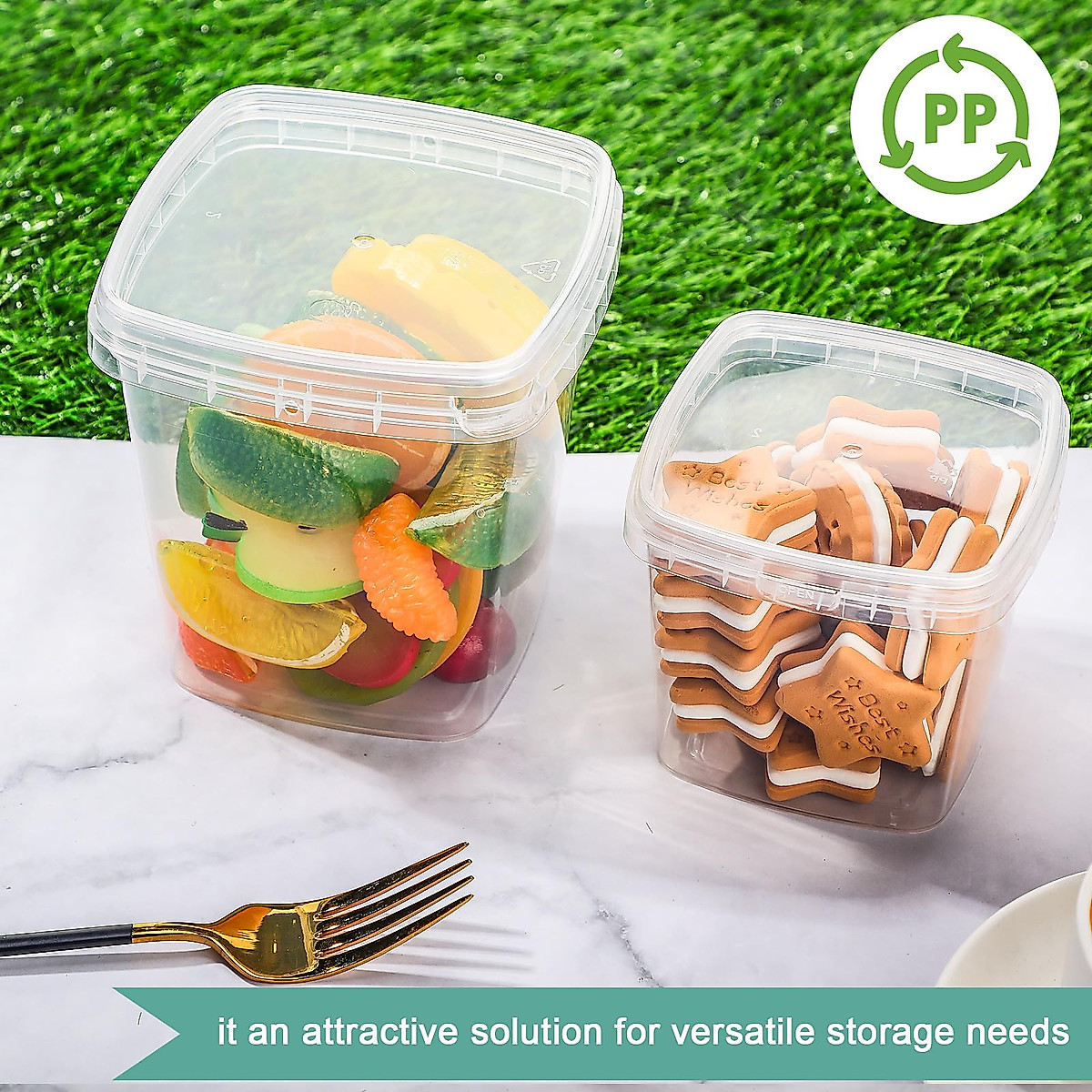 60 Pack Square Clear Plastic Deli Containers with Lids 32 oz 16 oz Stackable Tamper Proof Airtight Food Storage Containers Square Plastic Jars for Food Prep Freezer Kitchen Restaurant Supplies