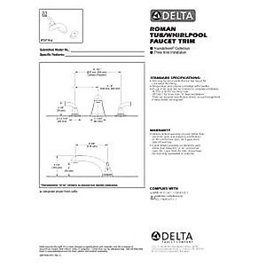 DELTA FAUCET Delta BT2710-SS SS Roman TUB Trim, 8.56 x 16.00 x 8.56 inches, Stainless