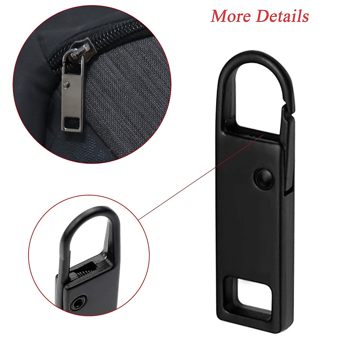 Urmspst Zipper Pull Replacement (2022 Upgraded), 16 Pcs Detachable Zipper Pull Tabs for Luggage Clothing Jackets Backpacks Boots Purse Coat(2Size, 4 Color Black, Silver, Gold, Brilliant Black)