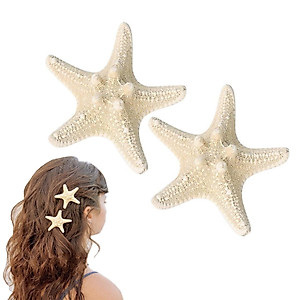 OBTANIM 2 Pcs Starfish Hair Clip Resin Beach Sea Star Hair Pins Mermaid Hair Clips Accessories for Women and Girls