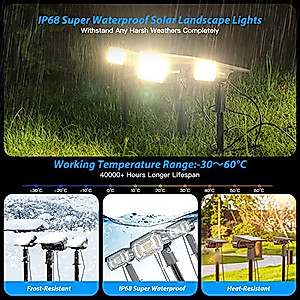100LED Solar Spotlights Power 2PCS 40LED Non-Solar Outdoor Lights for Palm Trees,IP68 Waterproof Solar Lights Outdoor Garden Auto On/Off,3-IN-1 Solar Powered Solar Spot Lights Outdoor Landscape Lights