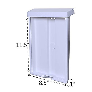 Set of 6, Outdoor Literature Dispenser for 8.25 x 11 Pamphlets with Clear Front Panel, Hinged Top Lid, Semi-Waterproof Brochure Holder for Wall Mount - Plastic, White