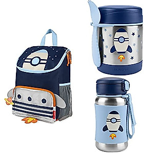Skip Hop Back to School Big Kid Backpack and Mealtime Gift Set, Rocket