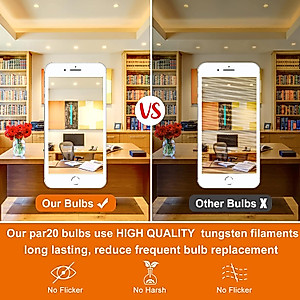 Ivyemons PAR20 Flood 39W 120V 480 Lumens- 2 Pack PAR20 Flood Light Bulbs with E26 Base, PAR20 Dimmable 2800K Warm White, Long Lasting 39W PAR20 Bulb for Recessed Lighting & Hood Range Light Bulbs