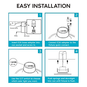 LUXRITE 5/6 Inch LED Recessed Retrofit Downlight, 14W=90W, CCT Color Selectable 2700K | 3000K | 3500K | 4000K | 5000K, Dimmable Can Light, 1100 Lumens, Wet Rated, Energy Star, Baffle Trim (4 Pack)