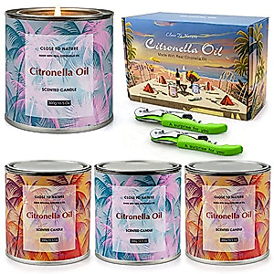 Citronella Candles Outdoor and Indoor, 4 Pack 42 Oz 240 Hours Large Citronella Candles for Summer, Long Lasting Lemongrass Soy Candle Scented Candles for Garden Patio Yard Balcony