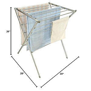 TOTES BABIES Premium Aluminum Foldable Laundry Rack for Air Drying Clothing, Towels and Linens, Easy Assembly, Energy Saving, 12 Rails, Conveniently 36 Inches Tall