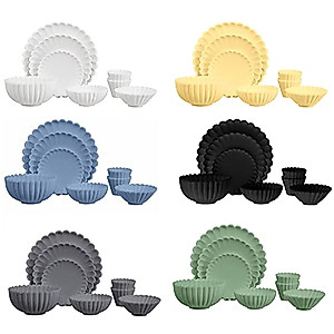 8Pcs/Set 1:6 Miniature Dollhouse Tableware Mini Plates Bowl Cup Set Dollhouse Chrysanthemum Bowl Dish Plate Set Mini Kitchenware for Barbies Doll Food Kitchen Accessories Toy