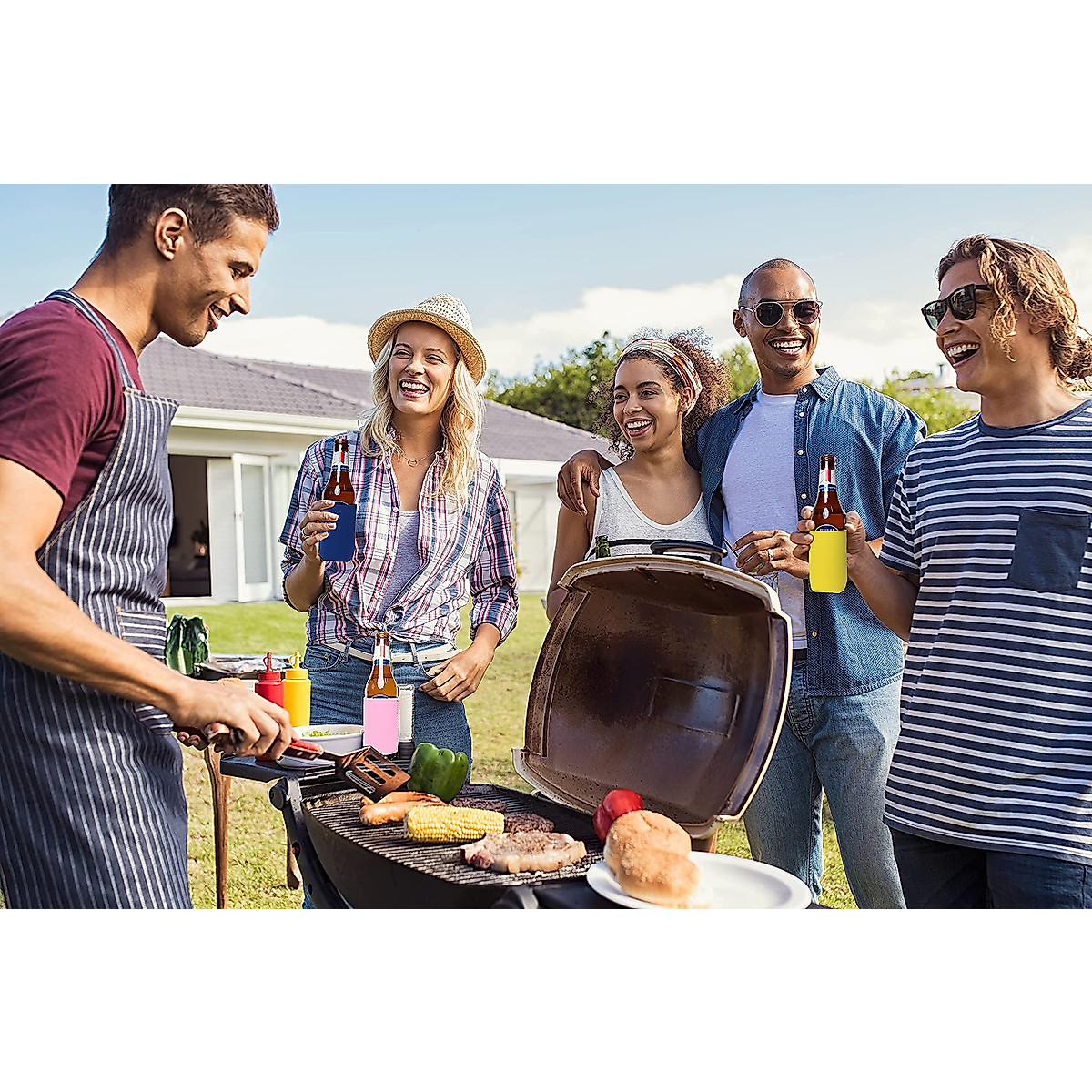 12 Pack Neoprene Can Cooler Sleeves for Standard Size Soda and Beer Cans - Perfect for HTV, Sublimation - Blank Can Coolies – Anti-Slip & Easily identify your Can – Fits 12oz & 16oz Cans - Multi-color