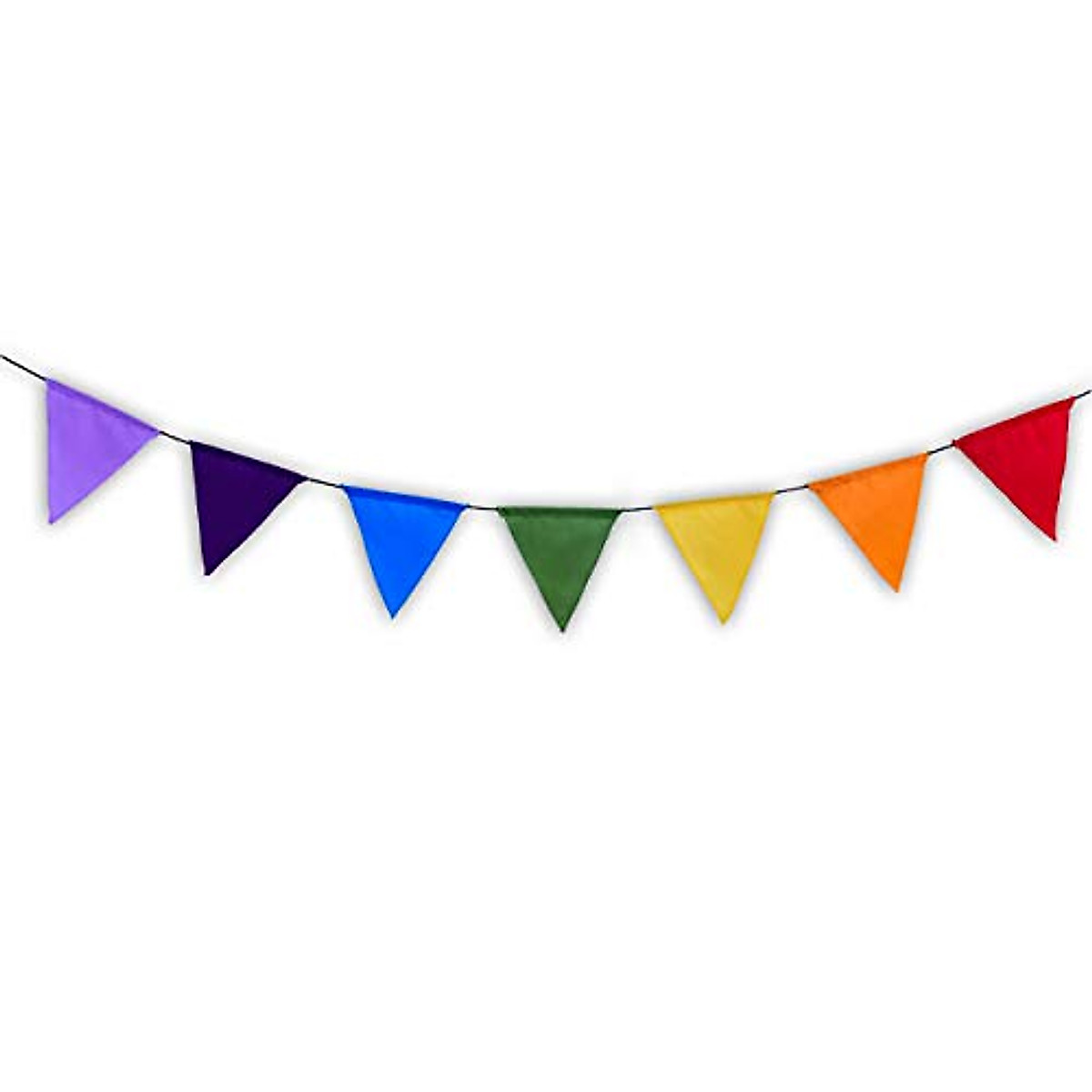 Hands Of Tibet LLC Handmade Blank Triangle Prayer Flags Surged Edges Put Your Own Prayers (Blank-Triangle-Seven-Chakra-6"X6")