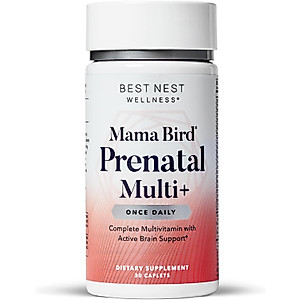 Best Nest Wellness Mama Bird Prenatal Vitamin: Vegan Prenatal Vitamins for Women w/Methylfolate (Folic Acid) w/Organic Herbal Blend, Prenatal Vitamins for Women B12, Choline, Once Daily, 30 Count