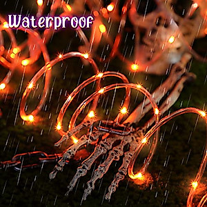 Solar Halloween Rope Lights Outdoor, 2 Pack 33 ft 100 LED 8 Modes Solar Orange Purple String Lights, Solar Powered Waterproof Tube Lights for Halloween Tree Garden Fence Yard Party Outdoor Decorations