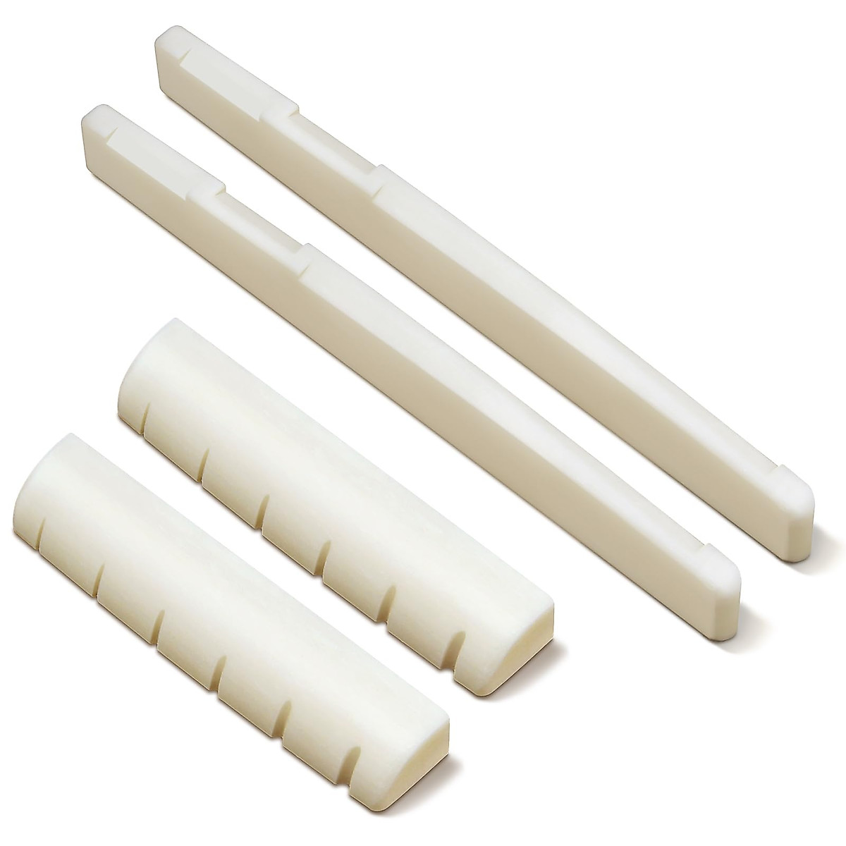 For a Left Handed Guitar - 2 Sets 4pcs 6 String Acoustic Guitar Bone Bridge Saddle and Nut Made of Real Bone by Blisstime