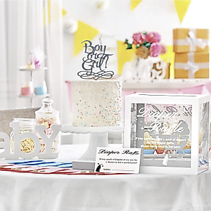 WNINK 50 Pcs Diaper Raffle Tickets with Box for Baby Shower, Diaper Raffle Card Gender Reveal Diaper Raffle Card Box for Baby Shower Games Diaper Raffle Box Party Decorations Table Centerpiece (White)