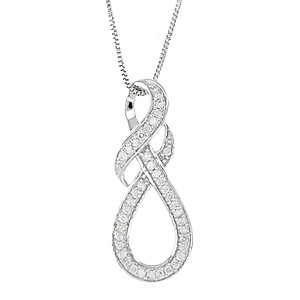 Vir Jewels 1/5 cttw Diamond Pendant, Diamond Swirl Infinity Pendant Necklace for Women in 10K White Gold with 18 Inch Chain, Prong Setting