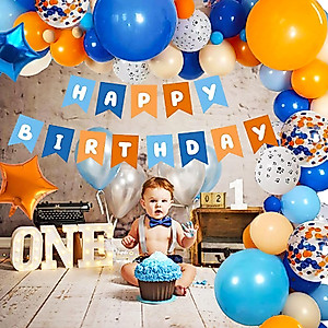 Zpltaomc Blue Balloons Arch Garland Kit, Blue and Orange Birthday Banner, Blue Dog Paw Birthday Party Supplies for Baby Shower Girls Boys 1st 2nd 3rd 4th 5th Blue Theme Birthday Party Decorations