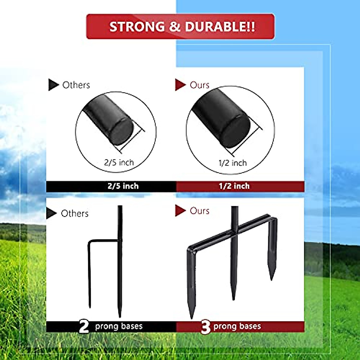 EXCMARK Shepherd Hook 32 inch 1/2 inch Thick Use at Weddings, Hanging Solar Lights, Lanterns, Bird Feeders, Metal Hanger Hook (Black,32inch)