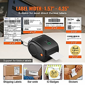 VEVOR Direct Bluetooth Thermal Label Printer HD(300DPI), All in One BT-USB Cable Dual-use Shipping Label Printer w/Automatic Label Recognition, Support Windows/MacOS/Linux/Chromebook/Android/iOS