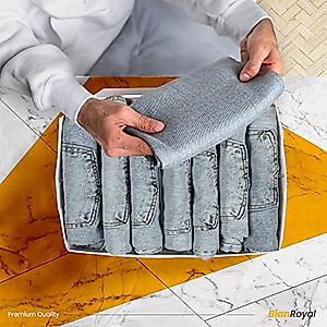 Bian Royal Wardrobe Clothes Organizer for Drawers With 7 Grids Pvc, Foldable Drawer Closet Organizers and Storage, Washable Folded Clothes, Clothing Storage Pants, Jeans (White-15.7inch) (A001)