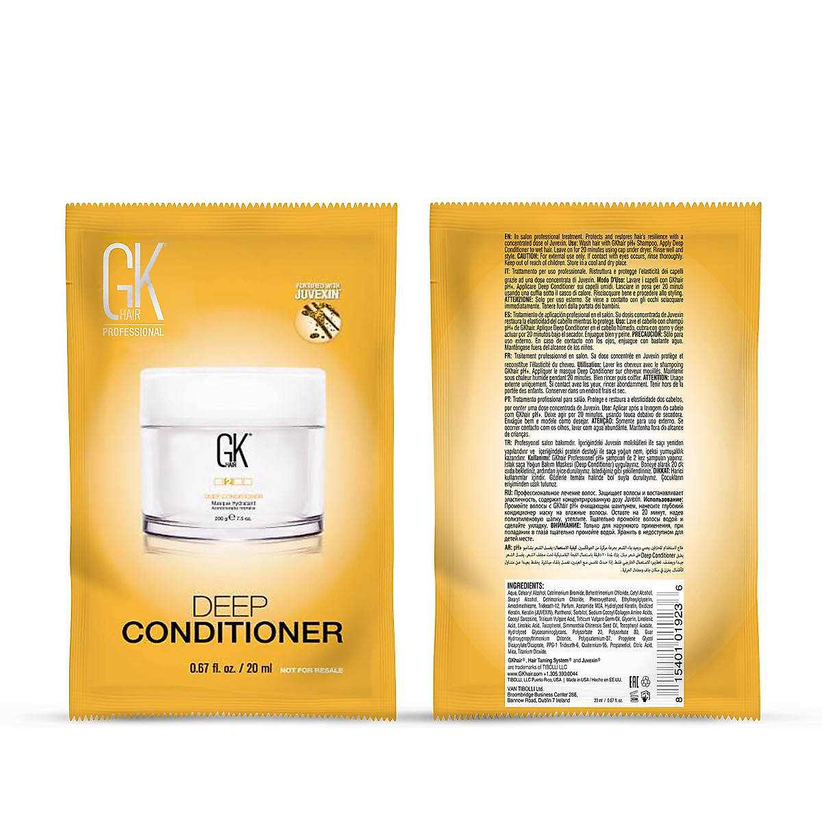 GK HAIR Global Keratin Deep Conditioner Masque Pack of 2 (0.67 Fl Oz/20ml) Intense Hydrating Repair Treatment Mask for Dry Damaged Color Treated Frizzy Hair Restoration Formula with JOJOBA Seed Oils