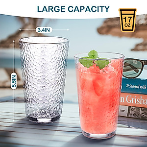 CiWiVOKi Plastic Drinking Glasses (Set of 16), 17oz Plastic Tumblers, Acrylic Glasses Drinkware, Reusable Plastic Cups for kitchen, Stackable, BPA-Free, Dishwasher-Safe, Clear