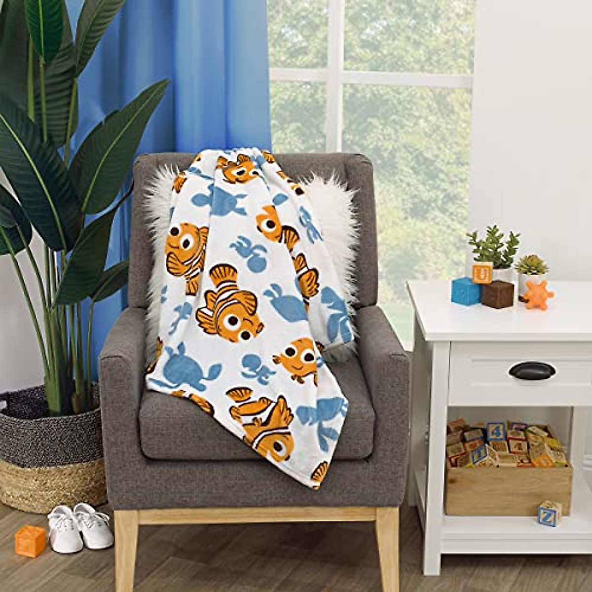 Disney Finding Nemo Orange, Aqua & White Crush & Squirt Turtle Super Soft Baby Blanket, Orange, Aqua, White , 30x36 Inch (Pack of 1)