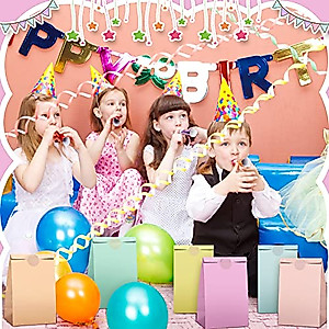 60 Pack Pastel Paper Gift Bags with 60 Dot Labels 5.1 x 3.2 x 9.5 Inch Party Favor Bags Assorted Pastel Stickers Pastel Goodie Bags Paper Treat Bags for Birthday Baby Shower Wedding Anniversary Supply