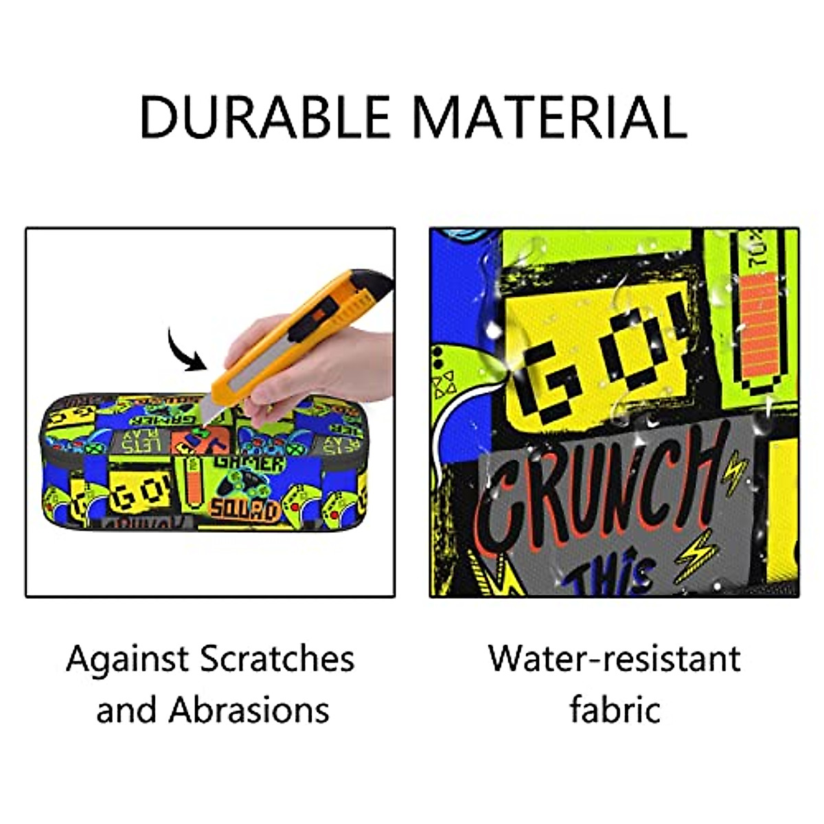 Pencil Case for Boys, Cute Pencil Pouch Big Capacity Waterproof and Durable Pencil Bag for Kids Teens Students School Supplies… (Game Green and Blue)