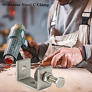 2Pcs C-Clamp 304 Stainless Steel G-Clamp Tiger Clamp Heavy Duty Woodworking Clamp Home Improvement And Automotive Repair Tools With Wide Jaw Openings (47MM)