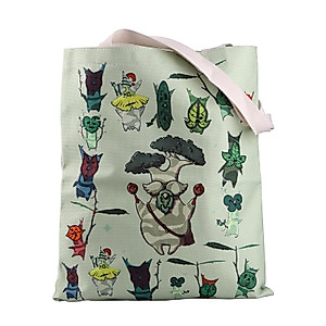 ZJXHPO The Legend Of Dad Tote Bag Zelda Korok Reusable Grocery Shopping Bag Zelda Shoulder Bag Korok Dad Handbag Gamer Gift (Green Tote)