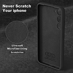 TISOOG Compatible with Samsung Galaxy S23 Case 6.1 inch-Silicone Full Cover Shockproof Protective Case with Soft Microfiber Lining Support Wireless Charging Phone Case for Samsung S23,Black