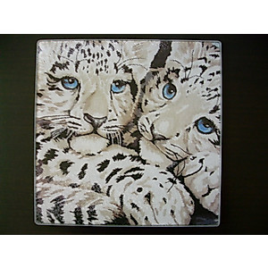 8"x8" Leopard Kitchen Counter Art Tempered Glass Cutting Board Surface Saver Bar Prep