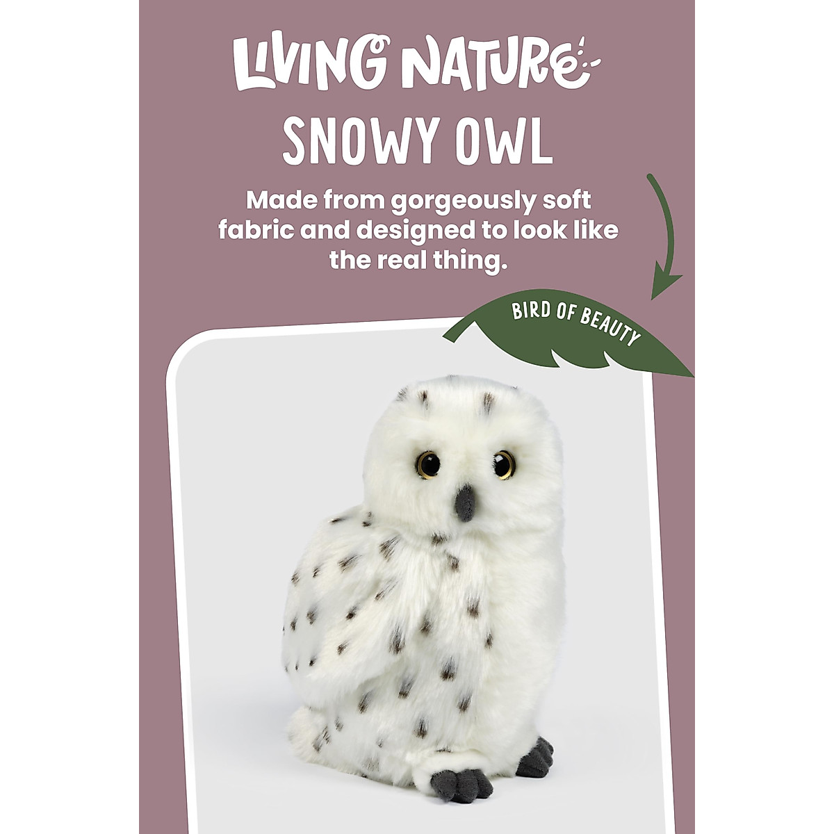 Living Nature Snowy Owl Stuffed Animal | Fluffy Owl | Soft Toy Gift for Kids | 7 inches