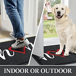 StepLively Door Mat Home Welcome Mats Outdoor and Indoor, Heavy-Duty Low-Profile Non-Slip Front Welcome Mat for Home Entrance, Outside Entry, Yard, Floor, Patio (32''x20'', Black)